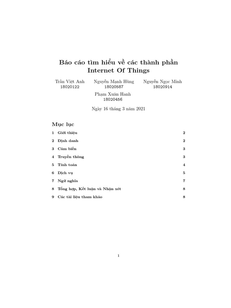 Báo cáo IoT elements | PDF