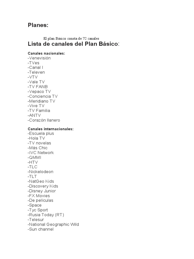 Canales y Planes de Simple TV 2024 | PDF | Red de televisión ...