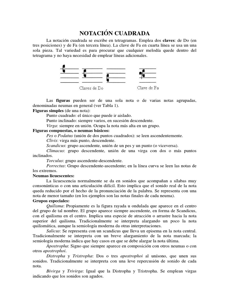 Notación Cuadrada | PDF | Notación musical | Clave