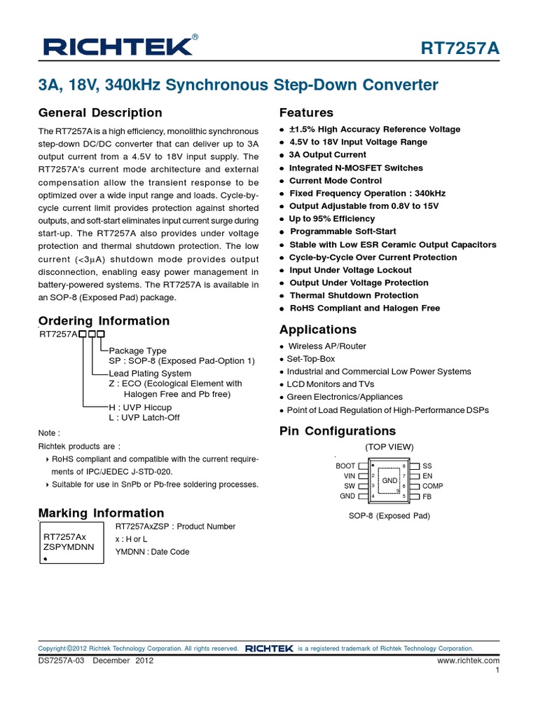 3A, 18V, 340Khz Synchronous Step-Down Converter: General Description ...