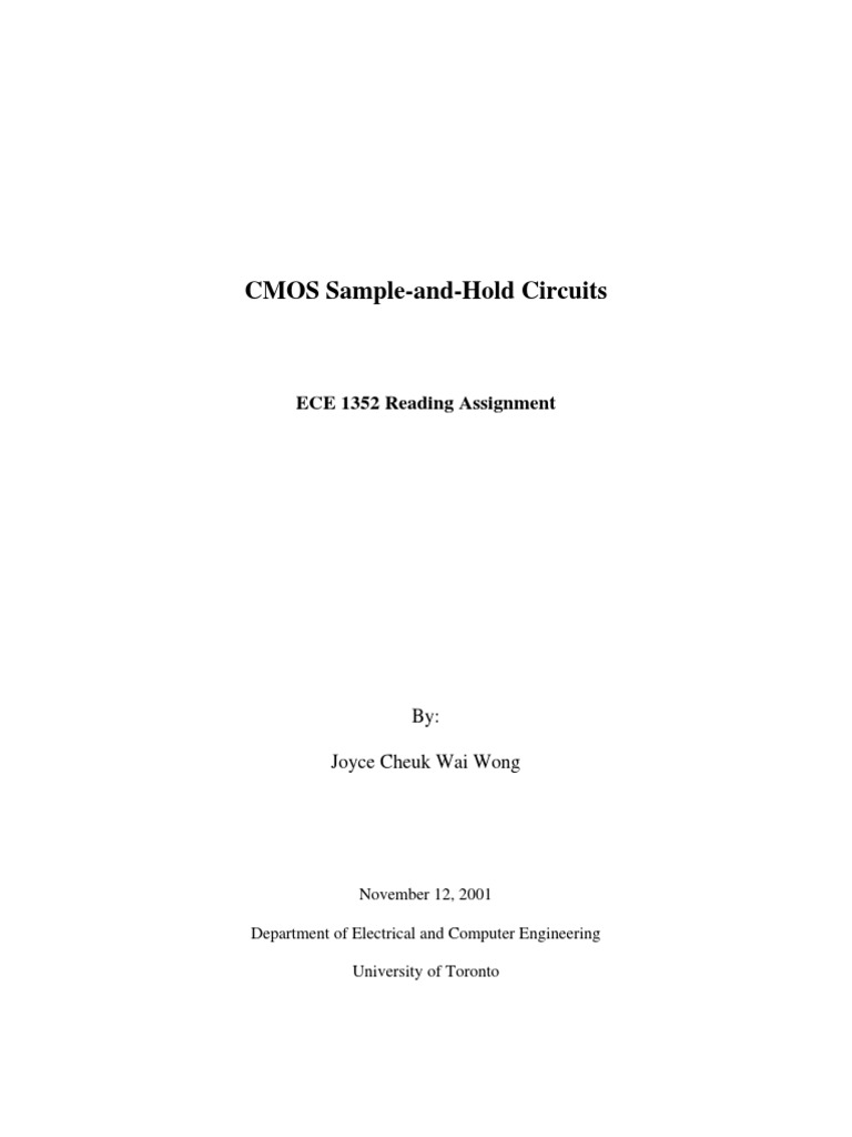 CMOS Sample-and-Hold Circuits: ECE 1352 Reading Assignment | PDF ...