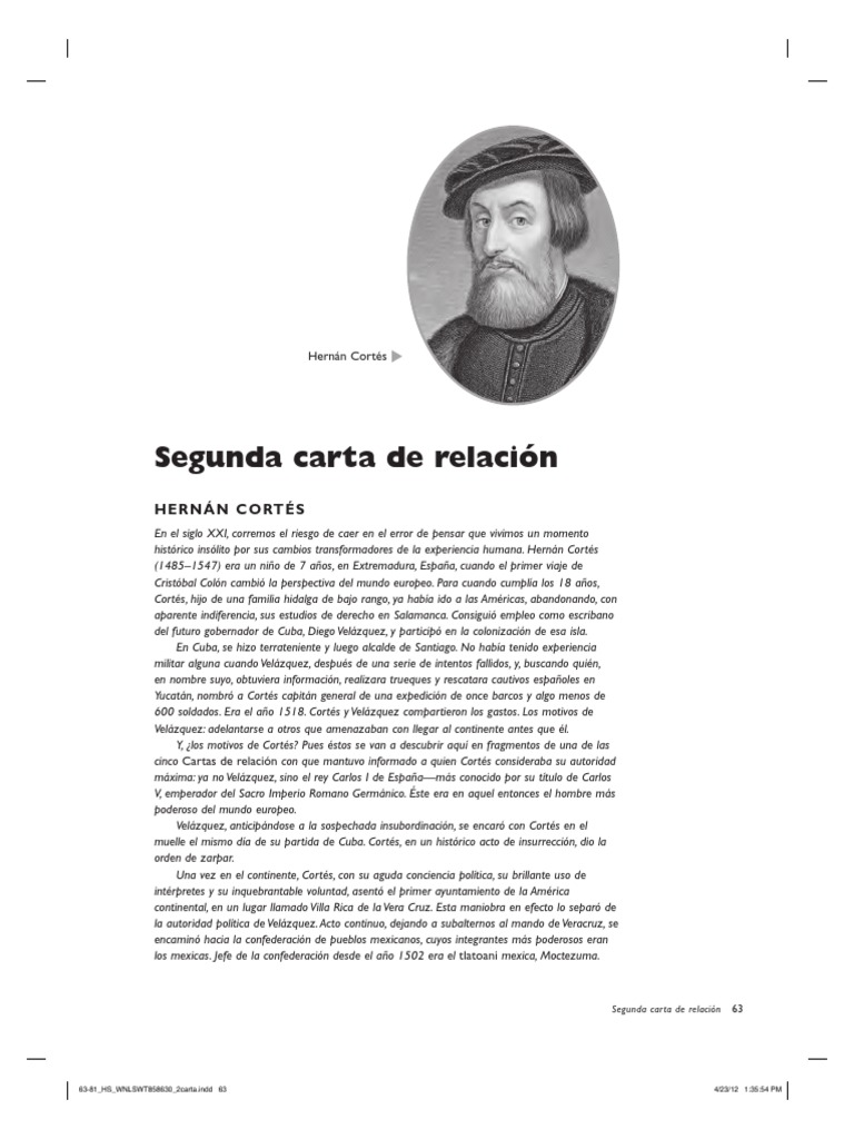 Segunda carta de relación de Cortés | PDF | Hernán Cortés | Nueva españa