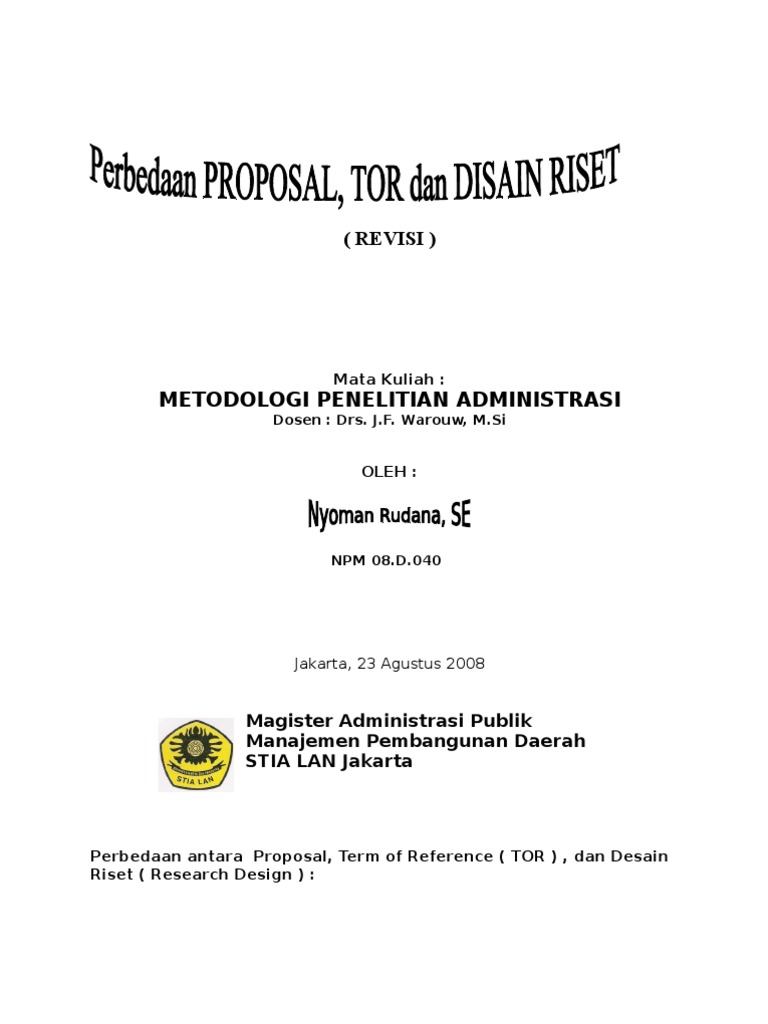 Perbedaan TOR, Proposal Dan Riset Desain | PDF | Seni | Komputer