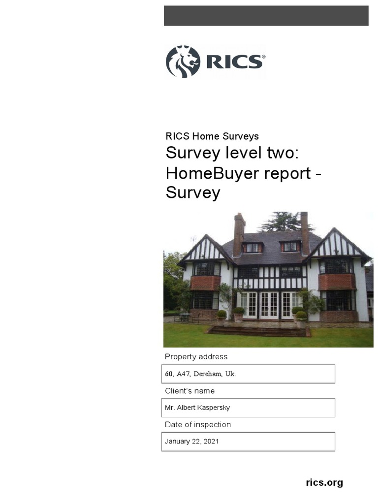 Survey Level Two: Homebuyer Report - Survey: Rics Home Surveys | PDF ...