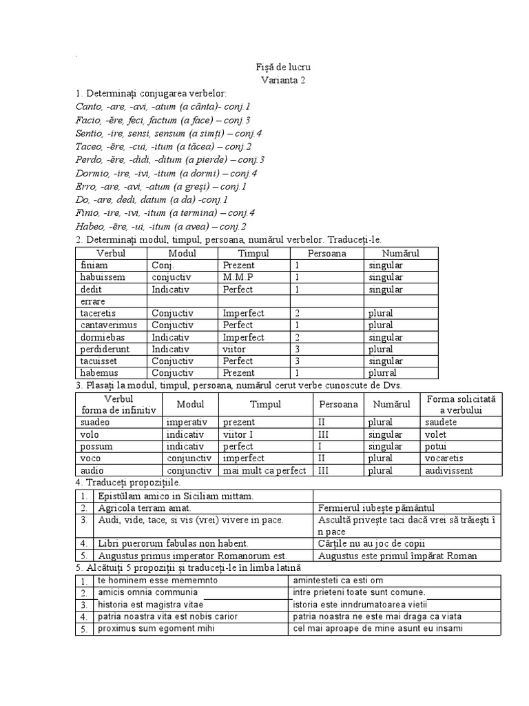Fise de Lucru Verbul | PDF