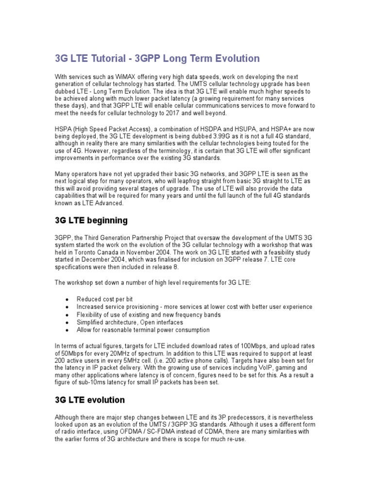 3G LTE Tutorial | PDF | Orthogonal Frequency Division Multiplexing ...