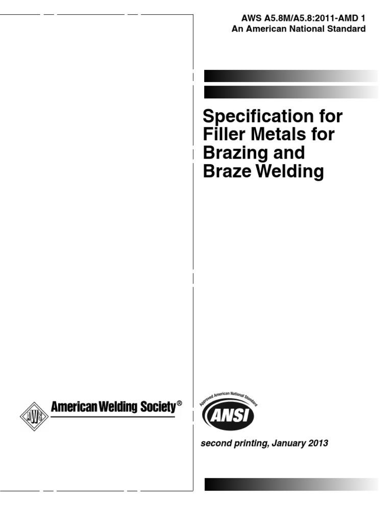 Specification For Filler Metals For Brazing and Braze Welding | PDF | Safety | Metals