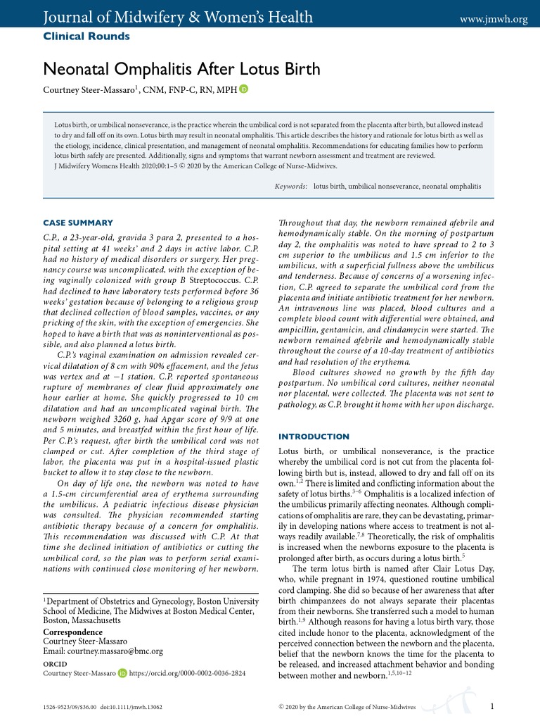 Neonatal Omphalitis from Lotus Birth | PDF | Childbirth | Health Care