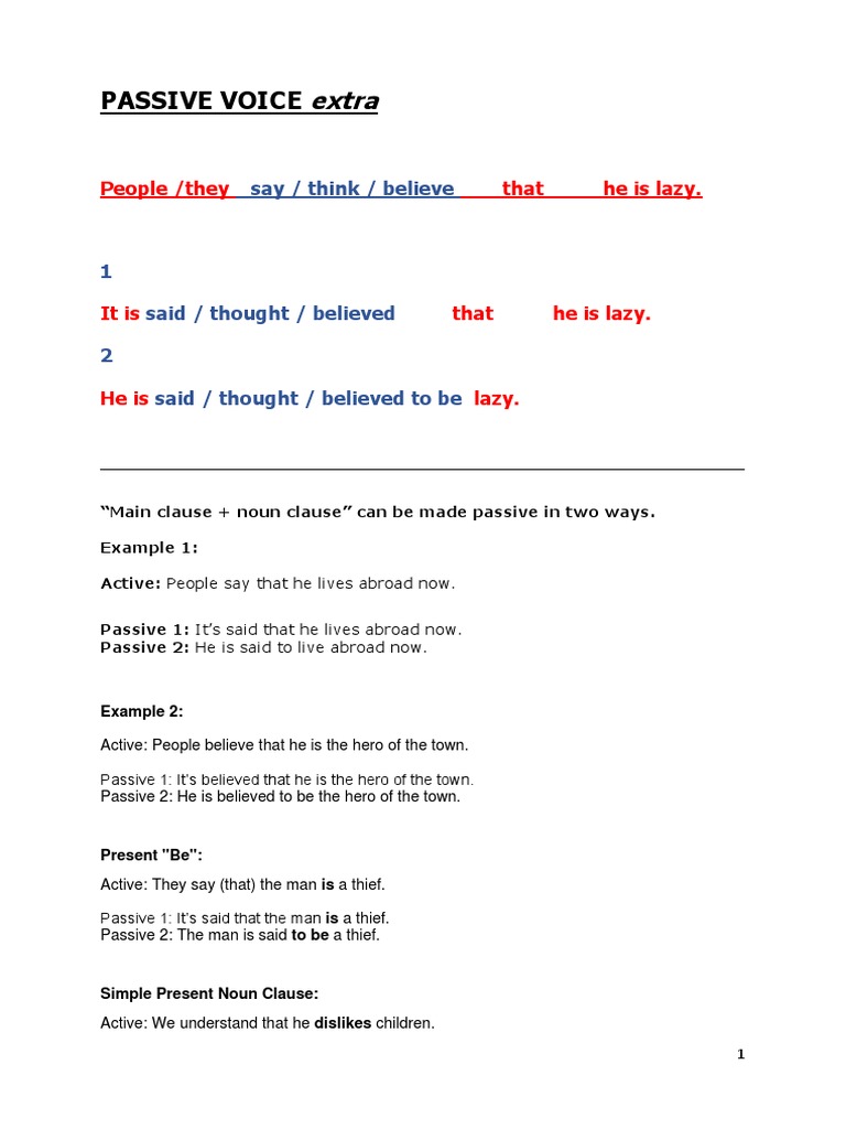 PASSIVE VOICE Extra | PDF | Grammar | Syntactic Relationships