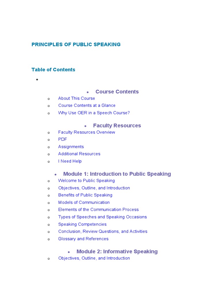 Course Design PRINCIPLES OF PUBLIC SPEAKING | PDF | Public Speaking ...