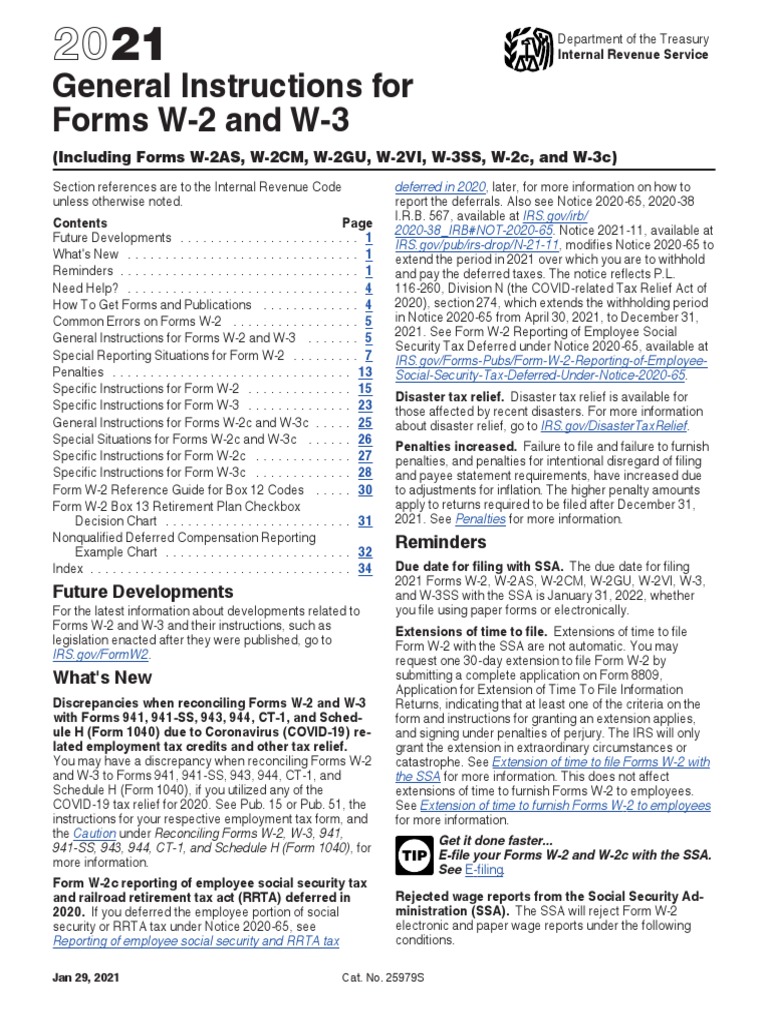 2021 IRS W-2 and W-3 Instructions Guide | PDF | Irs Tax Forms ...