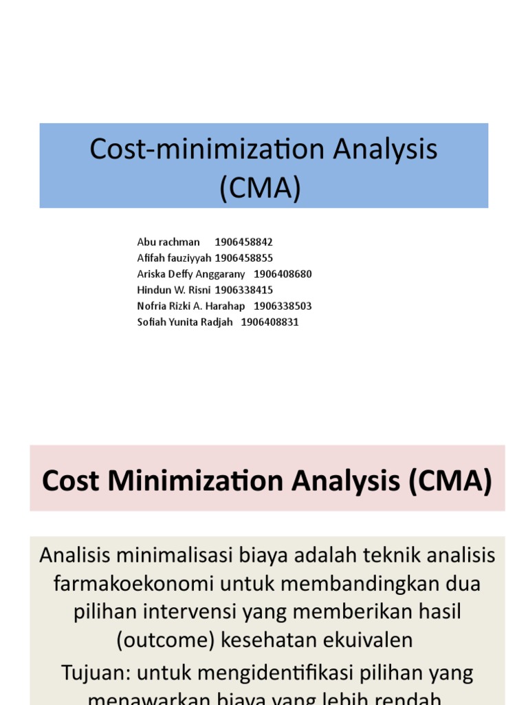 Cost-Minimization Analysis (CMA) | PDF
