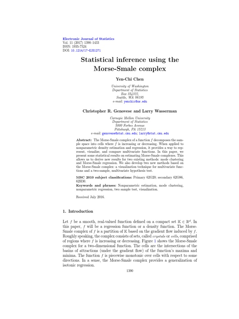 Statistical Inference Using The Morse-Smale Complex: Yen-Chi Chen | PDF | Mean Squared Error ...