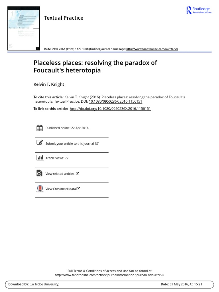 Placeless Places - Resolving The Paradox of Foucault's Heterotopia ...