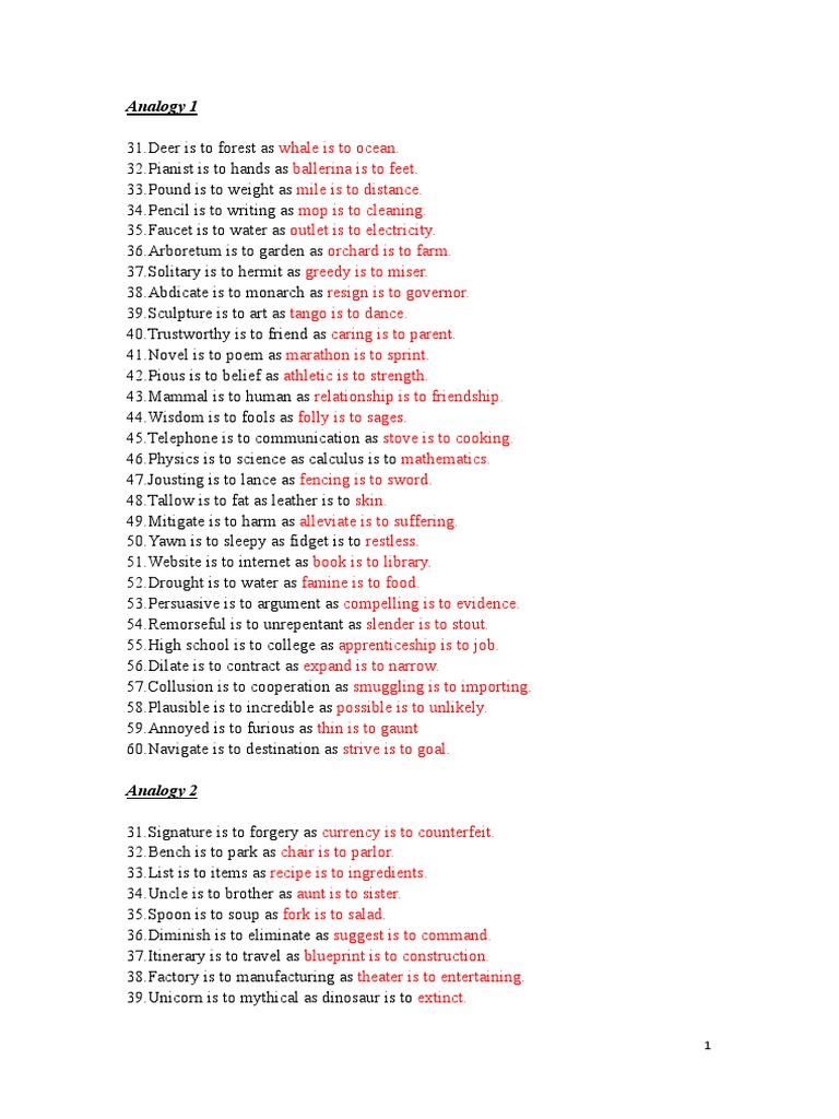 Analogies | PDF | Nature