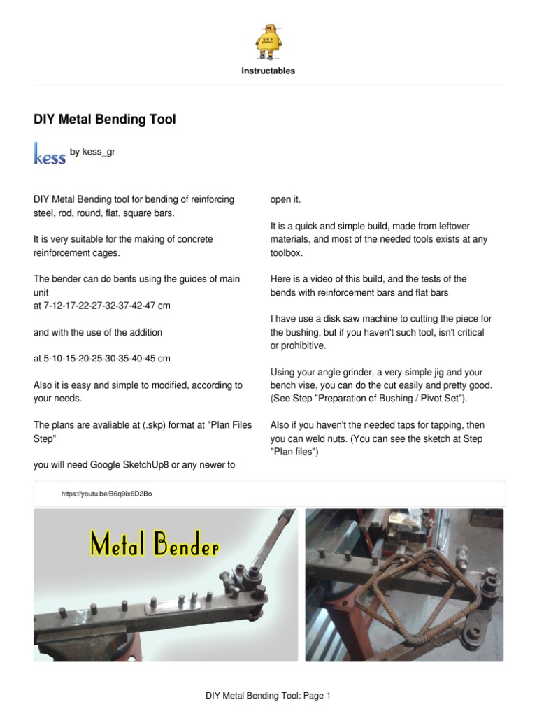 DIY Metal Bending Tool | PDF | Screw | Drill