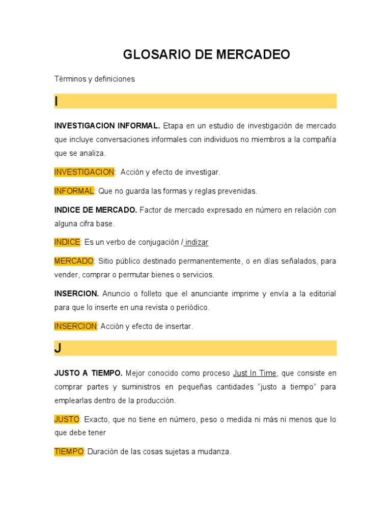 Glosario de Términos de Mercadeo | PDF | Producto (Negocio) | Marketing