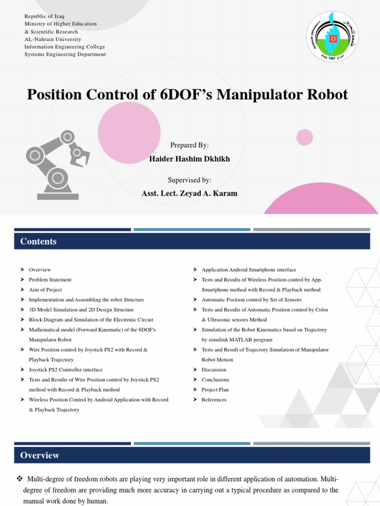 Position Control of 6DOF's Manipulator Robot by Haider Hashim - PPT ...