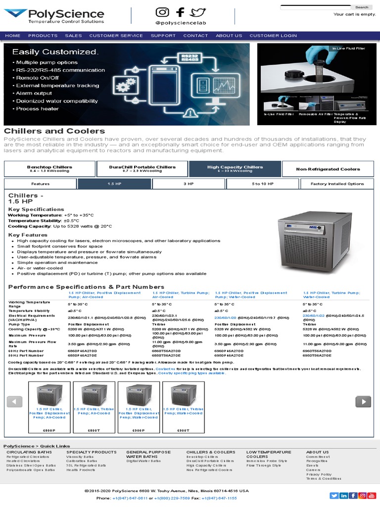 Chillers and Coolers PolyScience | PDF | Pump | Temperature