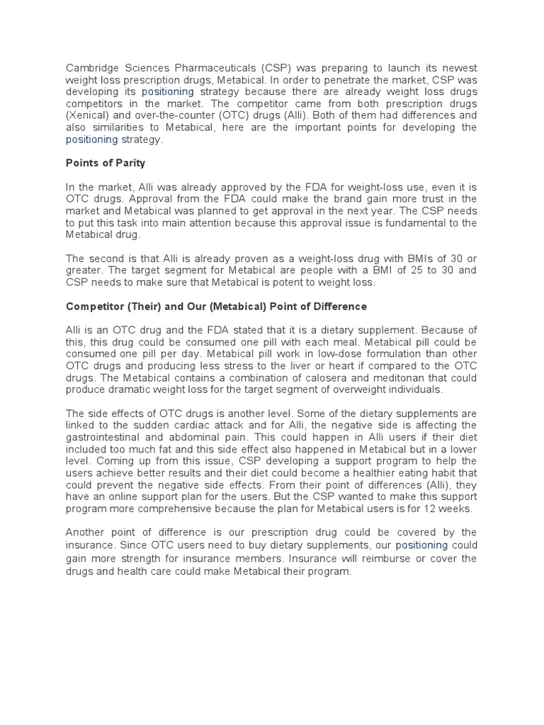 METABICAL 4240 Cambridge Sciences Pharmaceuticals | PDF | Over The ...