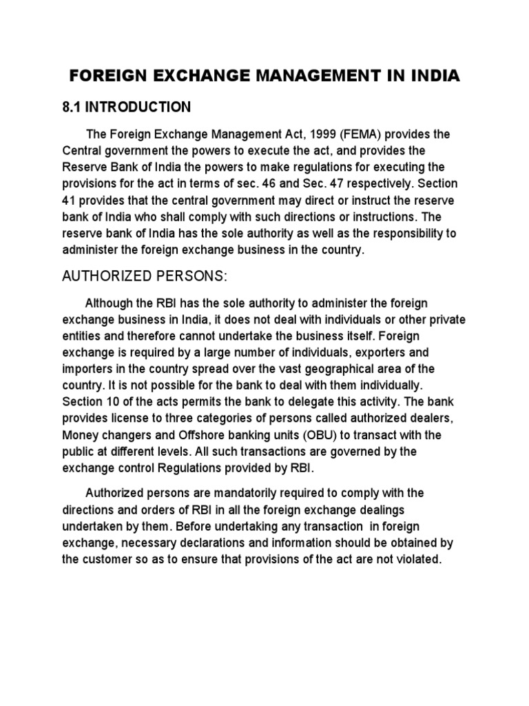 Foreign Exchange Management in India | PDF | Business | Foreign ...