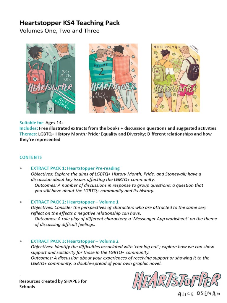 Heartstopper KS4 Teaching Pack: Volumes One, Two and Three | PDF | Lgbt ...