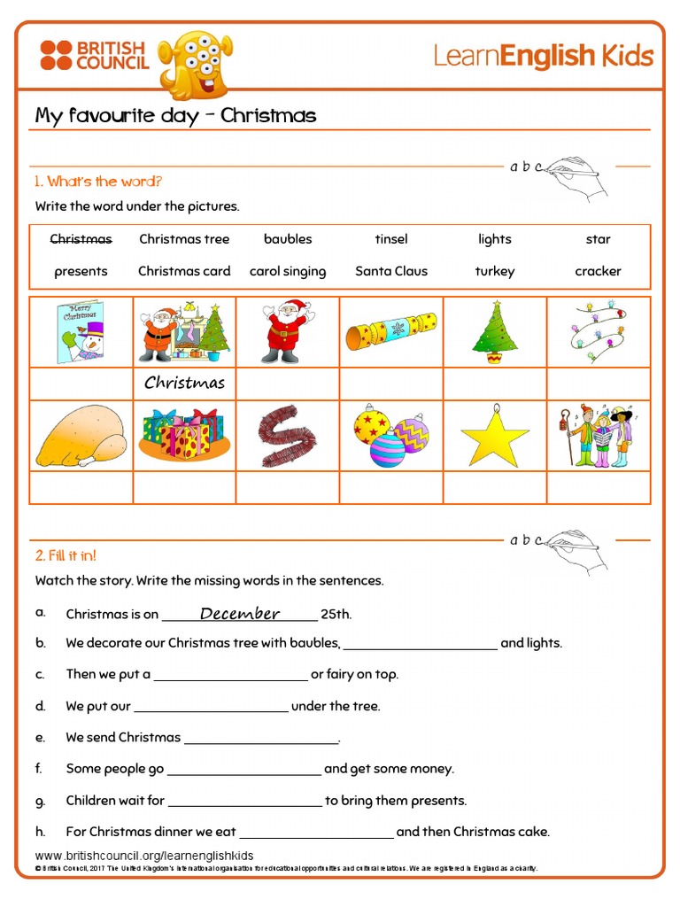 Short Stories My Favourite Day Christmas Worksheet | PDF | Christmas ...