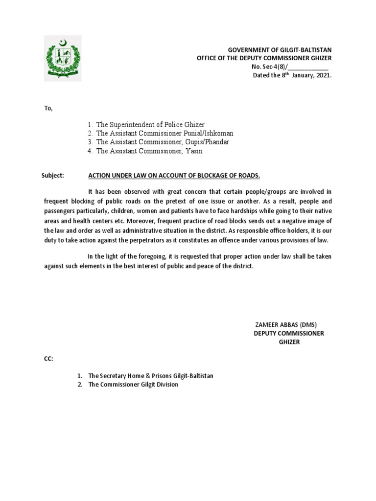 Road Blockage Letters | Download Free PDF | Ethical Principles | Social ...