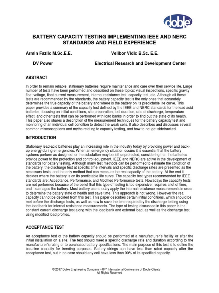 A.Fazlic, V. Vidic - Battery Capacity Testing Implementing IEEE and ...