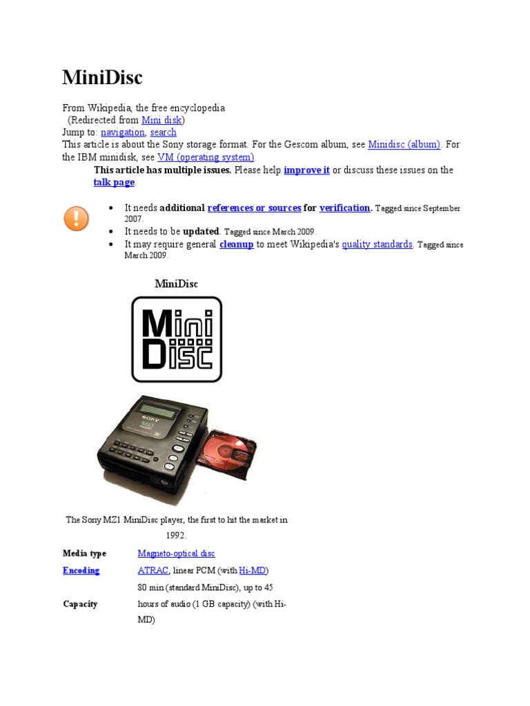 Minidisc: Mini Disk Navigation Search Minidisc (Album) VM (Operating ...