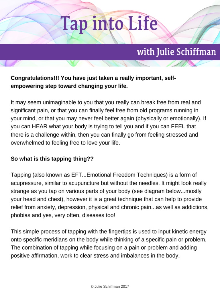 Julie Schiffman Tap Into Life | PDF | Pain | Emotional Freedom Techniques