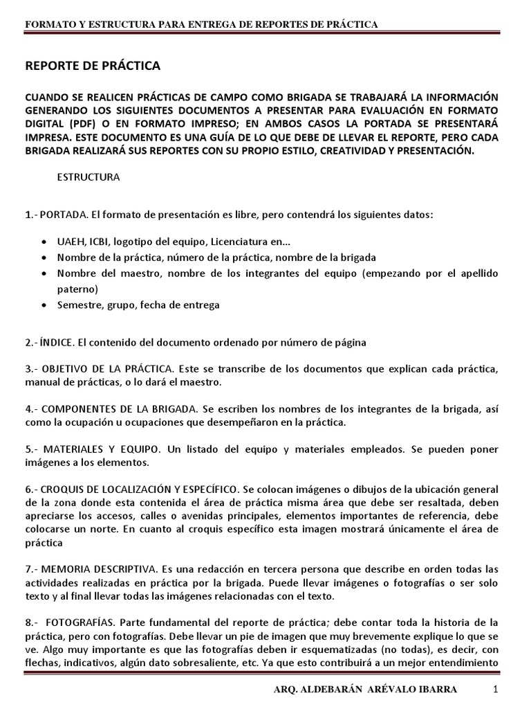 Ejemplo Reporte Practica | PDF