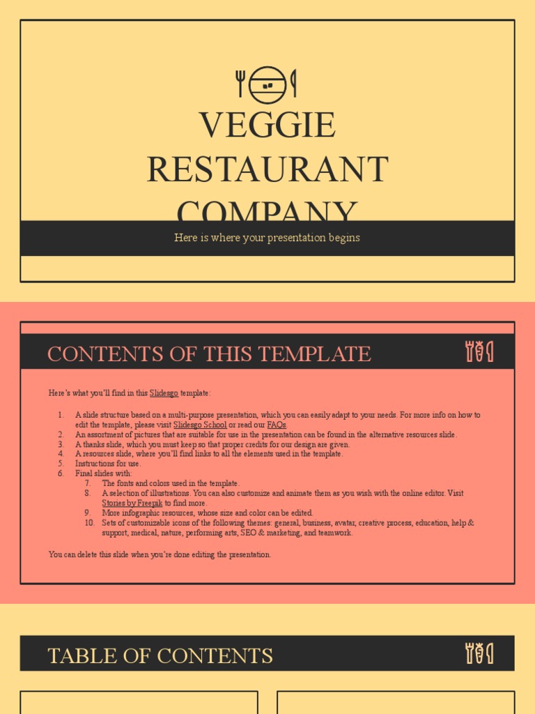 Veggie Restaurant Company Profile by Slidesgo | PDF | Planets | Saturn