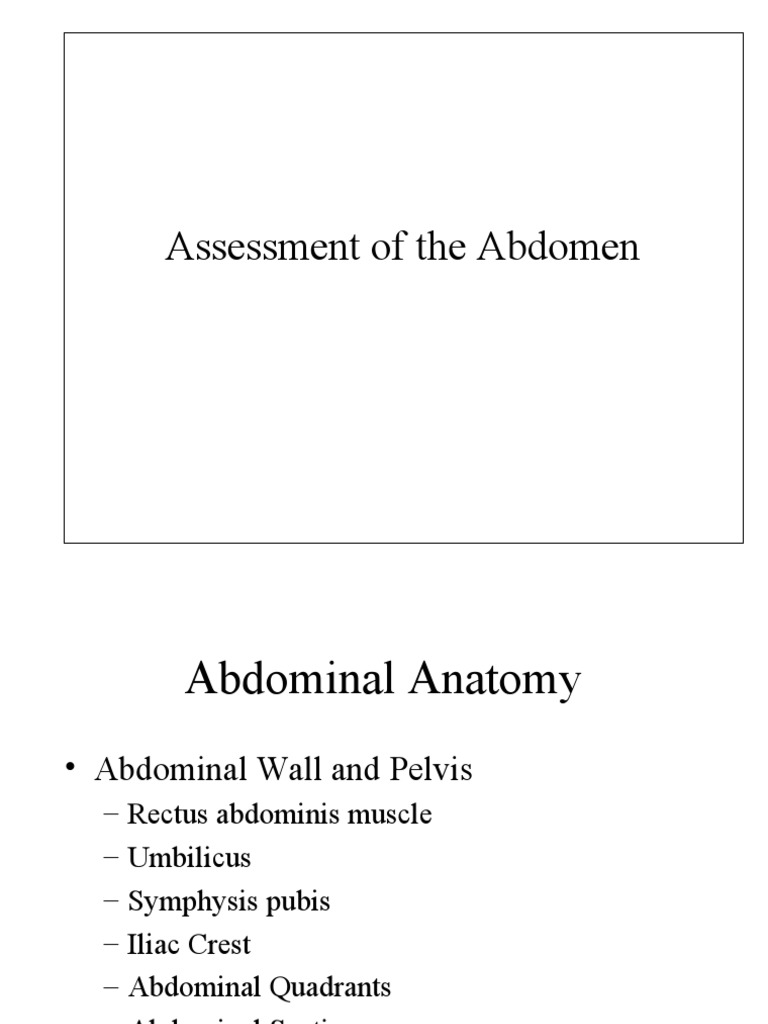 Assessment of The Abdomen | PDF | Abdomen | Medical Specialties
