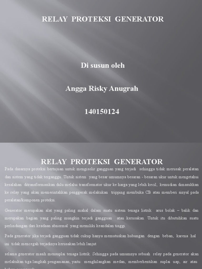 Relay Pada Generator | PDF