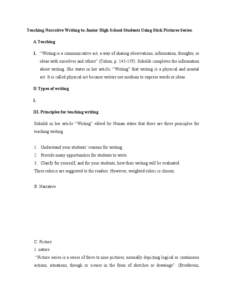 Teaching Narrative Writing To Junior High School Students Using Stick ...