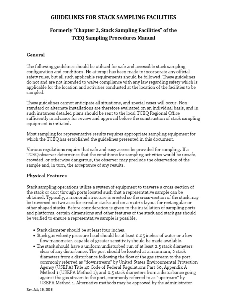 Stack Sampling Port Location Guidelines | PDF | Ac Power Plugs And ...