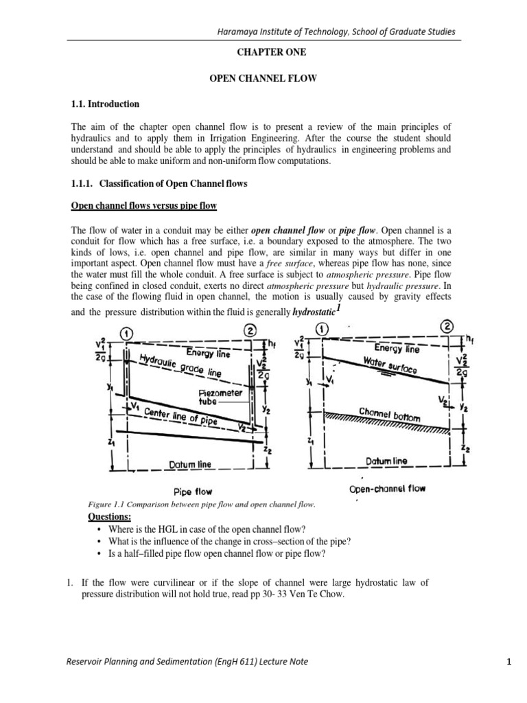 Principles of Open Channel Flow | PDF | Fluid Dynamics | Dynamics ...