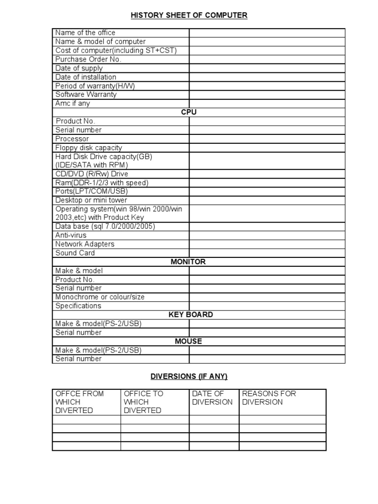 History Sheet-Proforma | PDF