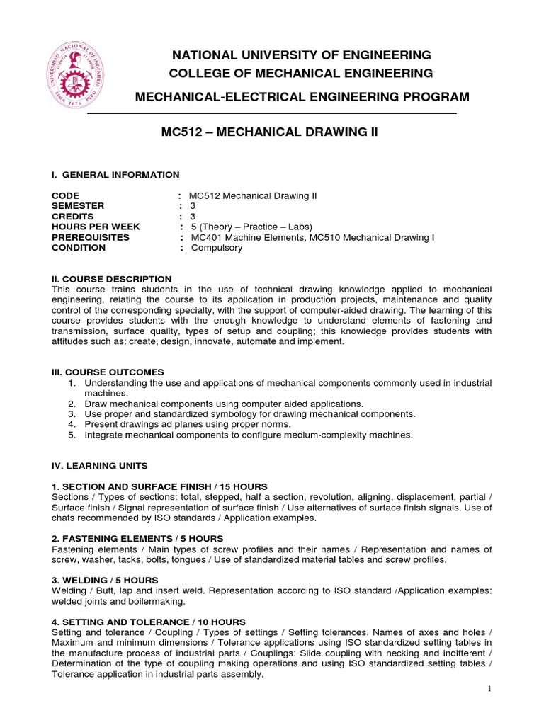 MC512 Mechanical Drawing II | PDF | Gear | Screw
