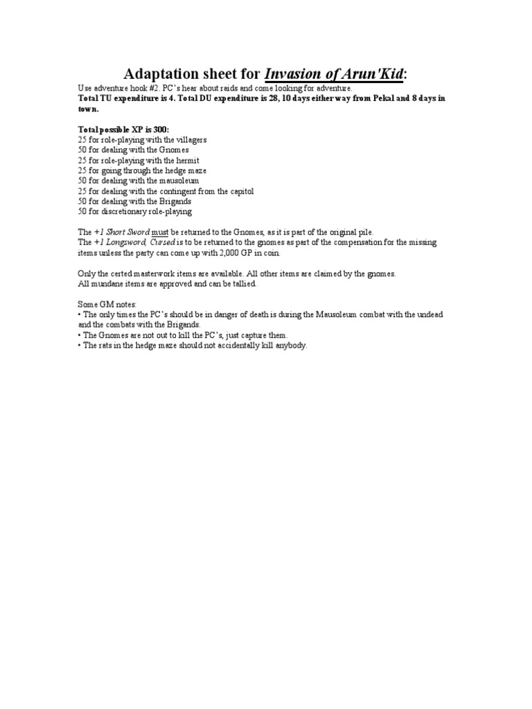 LKoK - The Invasion of Arun'Kid | PDF | Dungeons & Dragons Campaign ...