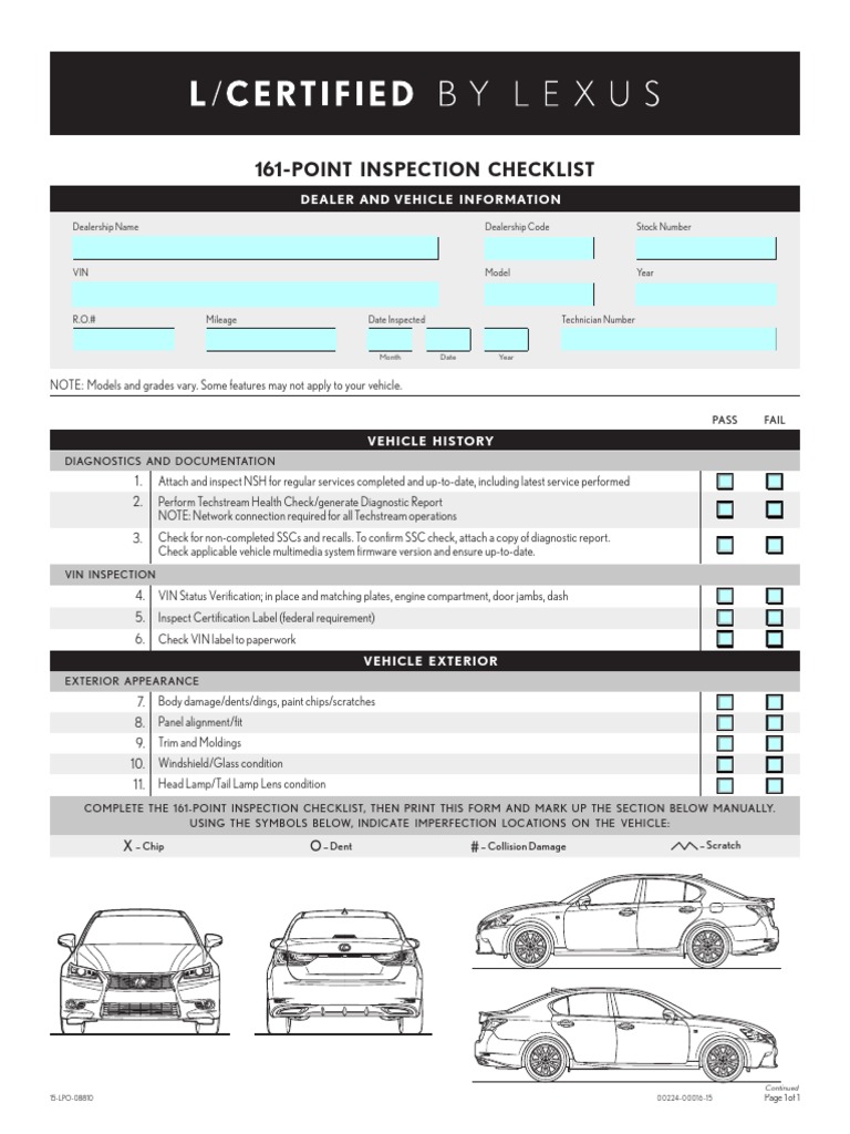 161-Point Inspection Checklist: Dealer and Vehicle Information | PDF ...