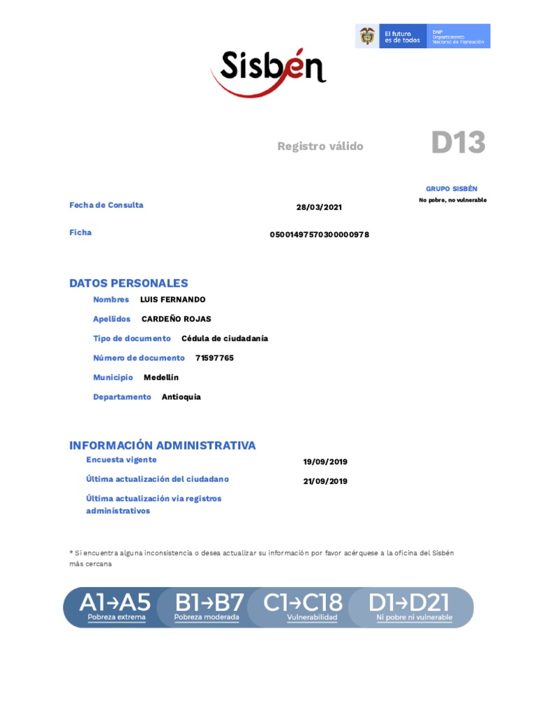 Consulta Tu Grupo Sisbén | PDF