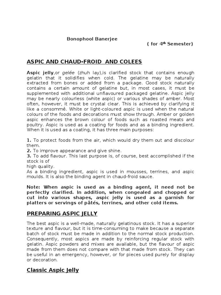 Understanding Aspic and Chaud-Froid | PDF | Gelatin | Mayonnaise