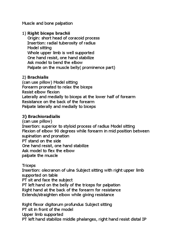 Muscle and Bone Palpation | PDF | Hand | Foot