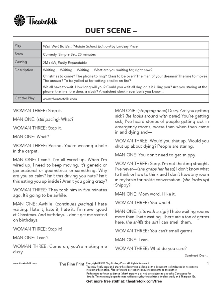 Duet Scene - : Wait Wait Bo Bait (Middle School Edition) by Lindsay ...