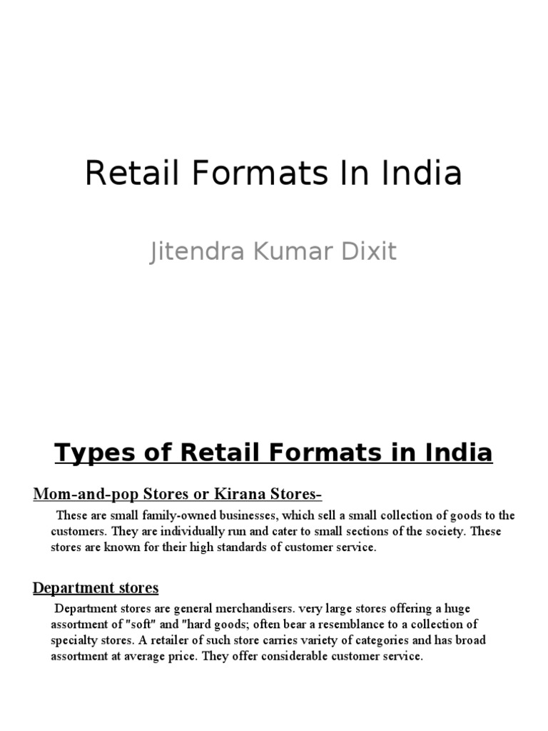 Retail Formats in India | PDF | Supermarket | Retail