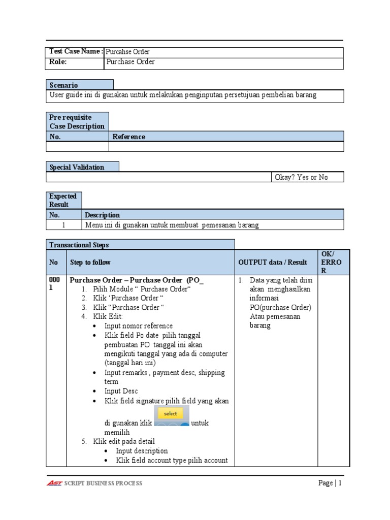 Test Script - Purchase Order - Purchase Order | PDF | Business ...