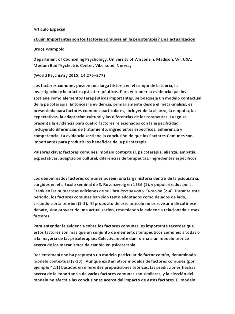 Wampold | PDF | Acupuntura | Psicoterapia