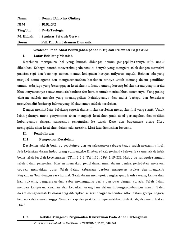 Kesalehan Pada Abad Pertengahan Piety in | PDF